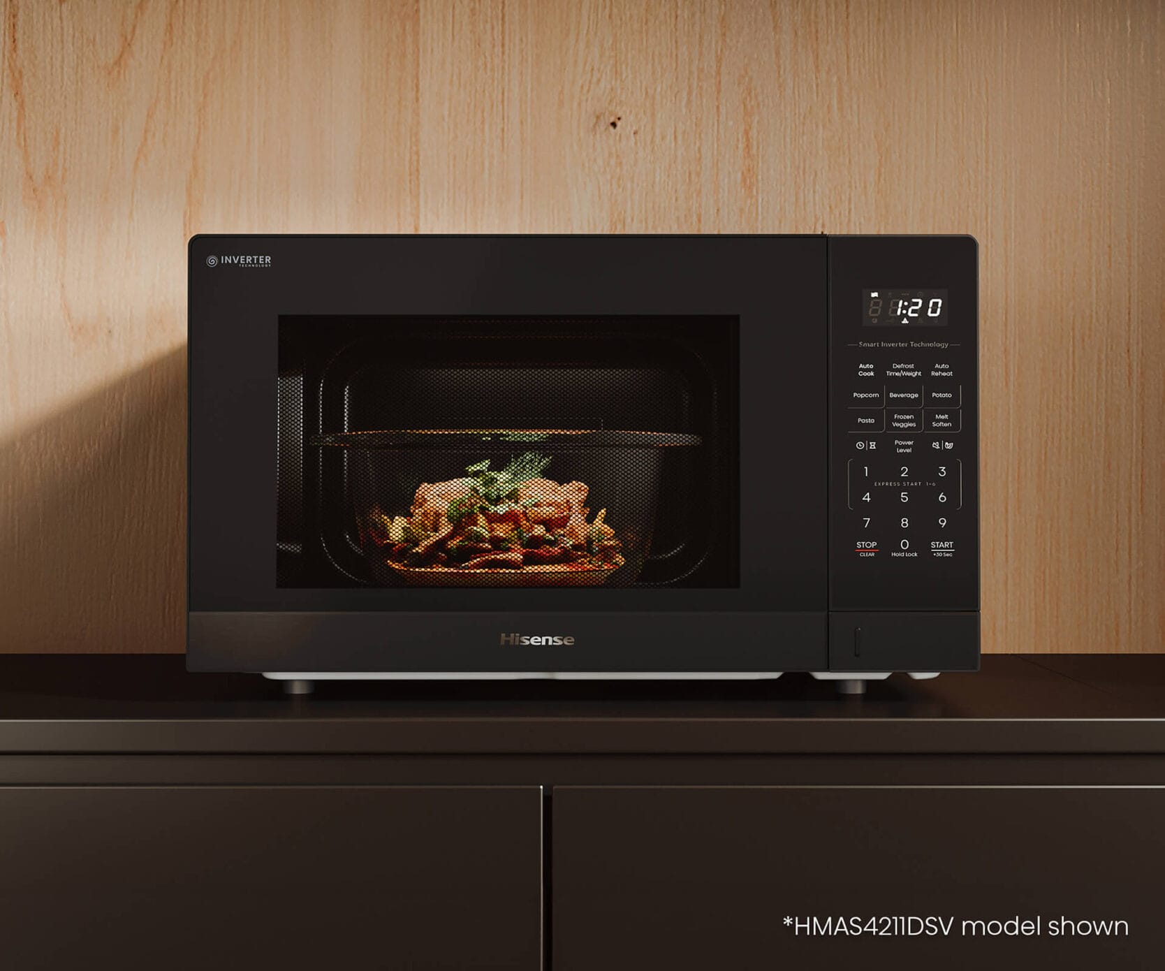 42L 1100W Inverter Dark Stainless Microwave | Hisense New Zealand